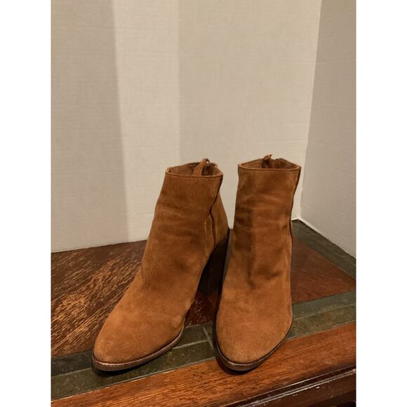 Aldo | Shoes | Aldo Umerith Cognac Suede Ankle Boots Wback Zippers ...